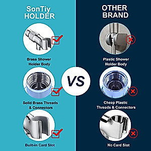 Metal Shower Head Holder for Hand Held Showerhead, Adjustable Shower Arm Mount for Connecting Shower Arm and Shower Hose, Shower Arm Adapter Wand Bracket with Swivel Ball Connector (‎Polish Chrome)