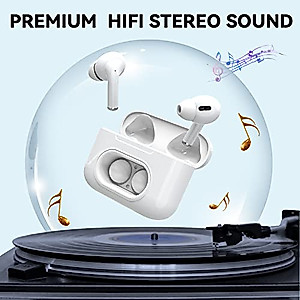 Pianogic A5 Wireless Earbuds with Pop Bubble, Bluetooth Headphones Noise Cancelling Ear Buds with USB-C Charging Case IPX6 Waterproof Long Playtime in-Ear Earphones with Mic for iPhone Android White