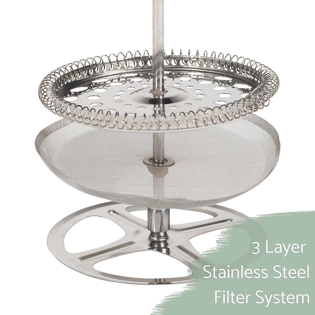 Elanze Designs Chrome 1 Liter Large Glass and Stainless Steel French Press Coffee and Loose Leaf Tea Maker