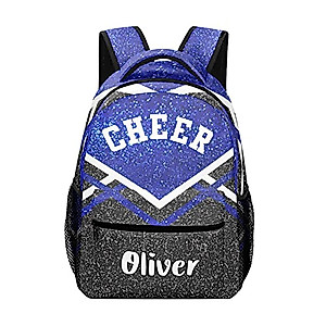 XOZOTY Black Blue Cheer Cheerleader Backpack Personalized Name Bag Bookbags Daypack for Kids Adult