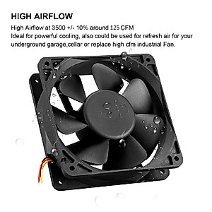 120mm 12V IP67 Waterproof Fan High Speed 12V DC 120mm 12038 3Pin Ventilation Cooling Fan 3500RPM