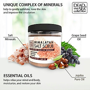 Dead Sea Collection Himalayan Salt Scrub – Exfoliating Body Scrub for Women – Moisturizing and Nourishing Skin – with Pure Oils and Dead Sea Minerals (23.28 Oz)
