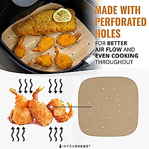 Air Fryer Liners Compatible with Bella, Chefman, Comfee, Cosori, Dash, Nuwave® Brio, Philips and More | Unbleached Air Fryer Parchment Paper Sheets, Pre-Cut 100pcs