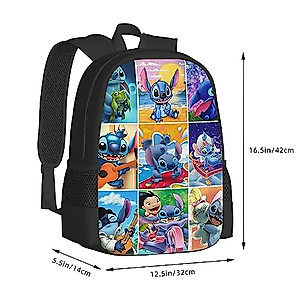 Stitch Cute Backpack Adult Laptop Bag Double Casual Daypack Cartoon Anime Character Classic Basic Lightweight Backpacks Travel Bag Gifts