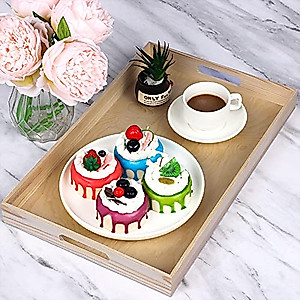 Aodaer 7 Pieces Wooden Nested Serving Trays with Handle Rectangular Shape Wood Trays Kitchen Nesting Trays for Homes, Hotels, Bars Serving Pastries, Snacks, Coffee, Tea