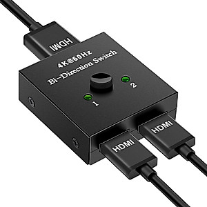 avedio links HDMI Switch 4K@60Hz HDMI Splitter, Bi-Directional HDMI 2.0 HDCP 2.2 Switcher 2 in 1 out, HDMI Splitter 1 in 2 out Support 3D HDR for Xbox PS5/4 Roku Fire Stick HDTV Monitor