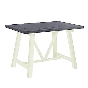 Merax Farmhouse Dining Table Set for 4, Solid Wood Frame with Upholstered Chairs and Bench, Twin, Grey