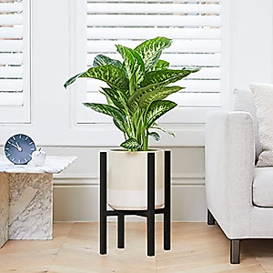 CADANI 2 Pack Metal Adjustable Plant Stand, Mid-Century Plant Stand, Flower Pot Stand with Trays to Fit Different Sized Pots, Heavy Duty Plant Holder Rack for Home Indoor and Outdoor, Black