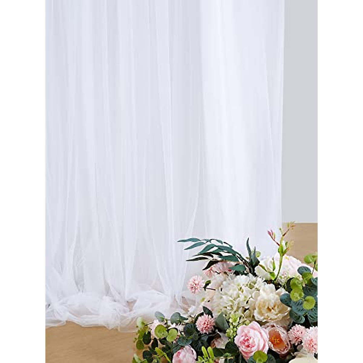 White Backdrop Curtains for Baby Shower 5ftx7ft Tulle Photo Drapes Backdrop for Wedding Party Birthday Photography Background