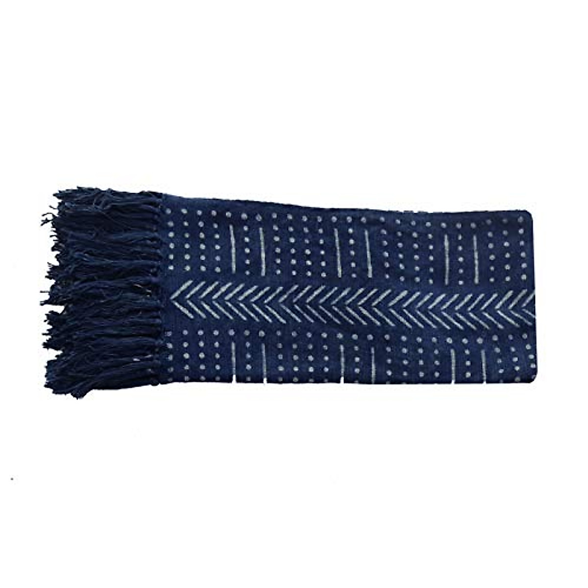 Trade Star Beautiful Indigo Mudcloth Throw Blanket Ethnic Block Print Blanket with Tassels Indian Hand Loomed Cotton Throw Blanket for Home Decor (Pattern 9)