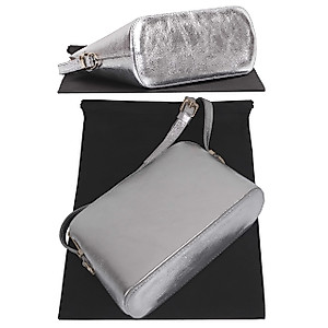 PRIMO SACCHI Ladies Italian Textured Metallic Silver Leather Small Triangular Shoulder Crossbody Bag
