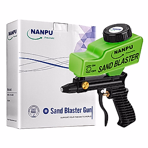NANPU Air Sand Blaster Gun with Gravity Feed - Ceramic Nozzle, Metal Body | for Paint, Rust Removal, and Glass Etching | Versatile for Aluminum, Sand, Walnut Shells, and Soda Blasting Applications