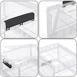 Jekiyo 30 L Clear Plastic Collapsible Storage Box with Lid, Folding Crate Storage Bin, 4 Packs