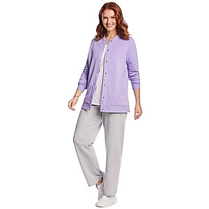 Woman Within Plus Size Fleece Baseball Jacket Long Oversized Fleece Coat - 3X, Black