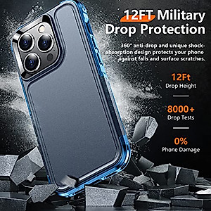 Red2Fire for iPhone 14 Pro Max Case, with 2 Pcs Tempered Glass Lens & Screen Protector [Military Grade Shockproof] Heavy Duty Full Body Protection Phone Case for iPhone 14 Pro Max 6.7 inch Dark Blue