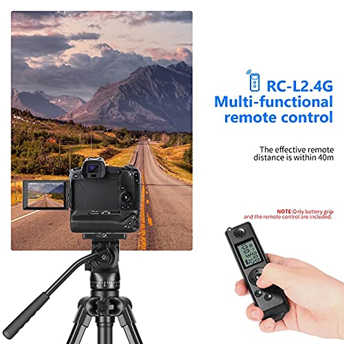 Neewer Vertical Battery Grip with 2.4G Wireless Remote Control ，Compatible with Canon EOS R Mirrorless Digital Camera，Replacement for BG-E22，Works with LP-E6N/LP-E6NH Battery (Battery Not Included)