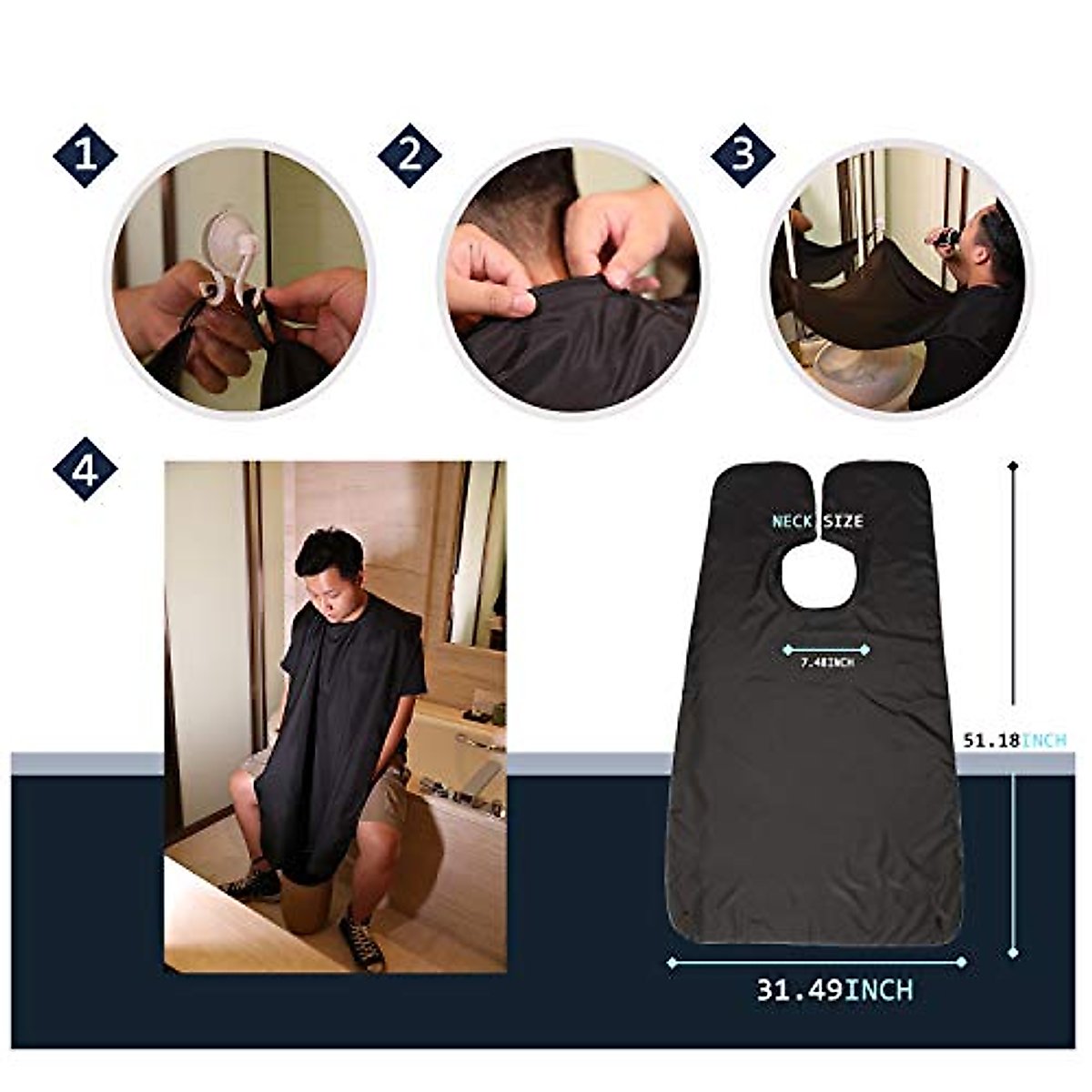 7-PACK Beard Apron Set Beard Catcher for Men's Shaving & Grooming Black Waterproof Beard Bib With Adjustable Neck, The Great Gift for Men.