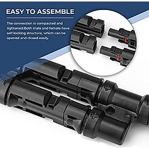 Solar Odyssey Solar Panel Y Branch Connector | T Branch 2 Way Solar Connector | Easy Installation Mount Tool for Parallel Connection Between Solar Panels FMM+MFF (1 Pairs)
