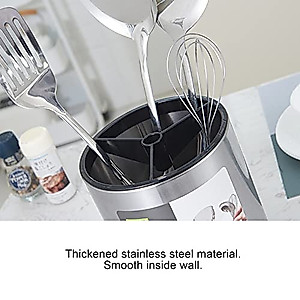 Wotermly Extra Large Kitchen Utensil Crocks, Stainless Steel Round Utensil Holder with Removable Divider for Easy Clean, Rotating Utensil Caddy Organizer with Weighted Base for No Tipping Over Crock with Detachable Top and Base Accessories