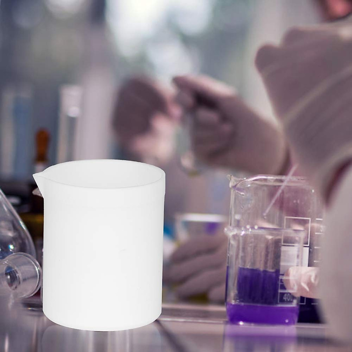 Beaker, PTFE Beaker Acid and Alkali Resistant PTFE Beakers High Lubrication White Measuring Cup for Lab(50ml)