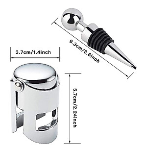 3 Pcs Wine Stopper Bottle Stoppers and 3 Pcs Champagne Stoppers, Stainless Steel Wine Saver Bottle Sealer Stoppers Corks, for Beverage Champagne Sparkling Wine Bar Wedding Holiday Party Stoppers