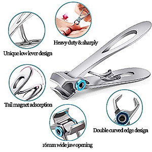 Toe Nail Clippers for Thick Nails,Large Toenail Clippers for Ingrown Toenails or Thick Nails for Man Women Seniors Nail Clippers with Stainless Steel Professional Fingernail Clippers Set (Black)