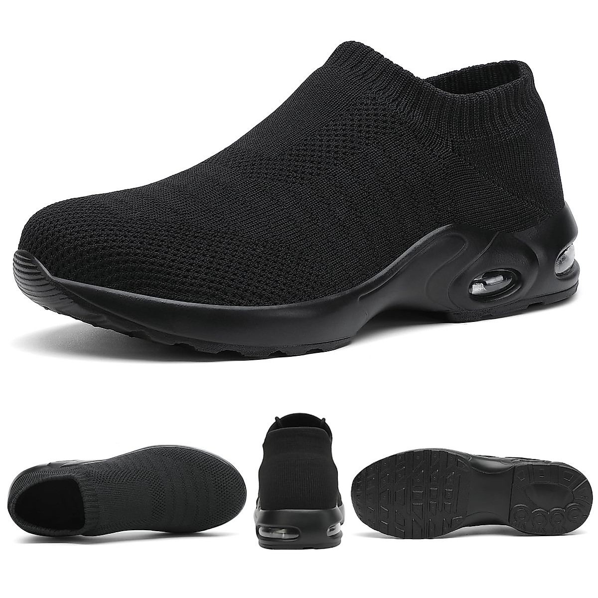 Steel Toe Shoes for Women with Arch Support, Lightweight Comfortable Work Safety Shoes Slip Resistant Indestructible Sneakers, All Black 38.5