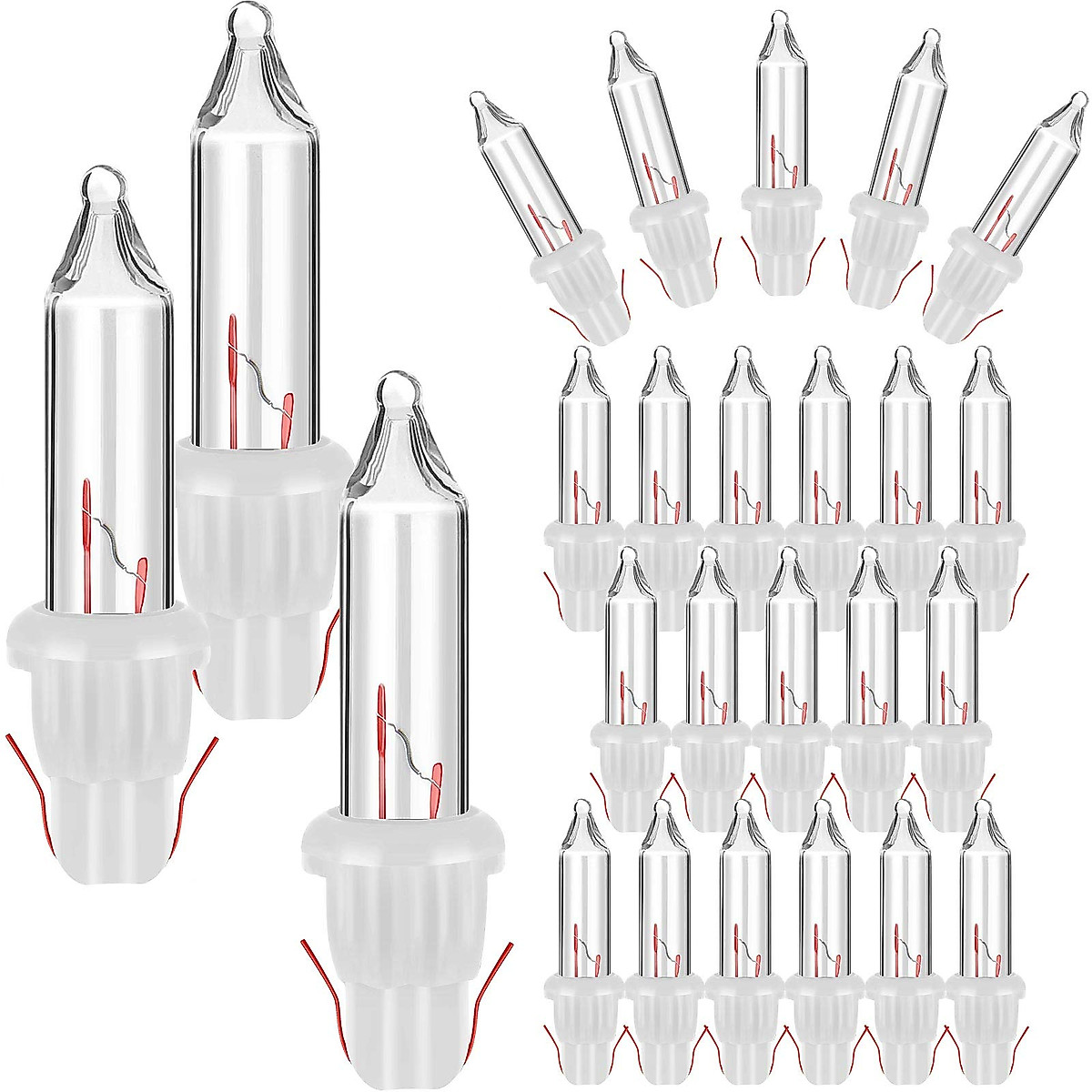 Mudder 100 Pieces Christmas Clear Replacement Mini Light Bulbs Incandescent Light Bulbs 3.5 V Mini Glass Light with White Base, 0.125 Ampere, 0.43 Watt
