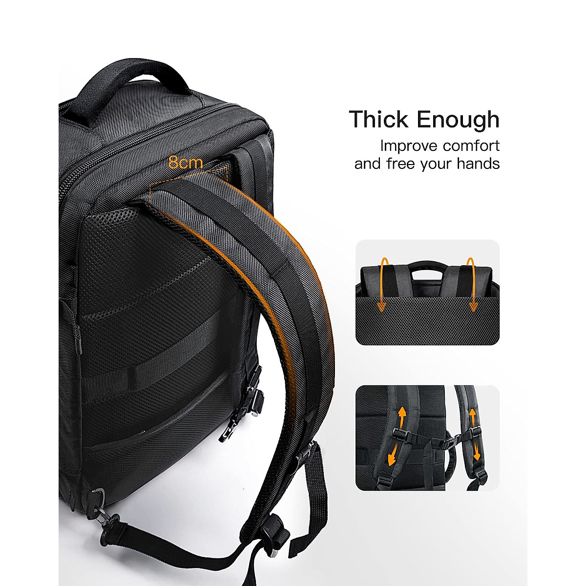 Inateck Cabin Luggage Carry On Backpack for Travel, Flight Approved 40 Litre Business Travel Rucksack Hand Luggage Fit 17 Inch Laptop, with Rain Cover for Men Women - Black