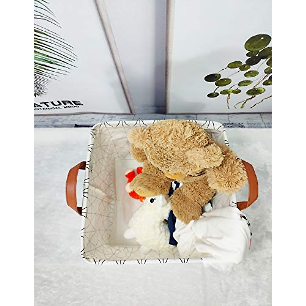 ASKETAM Square Canvas Collapsible Fabric Baby Toy Box Storage Bin Bedroom Decor Closet Kids Laundry Baskets Toy Organizer,Shelf Basket Nursery Storage,Gift Baskets(Geometric Rhombus)