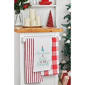C&F Home Christmas is Better at The Beach Coastal Holiday Christmas Xmas Embroidered (Not Printed) Flour Sack Kitchen Towel Decor Decoration 18" x 27" White