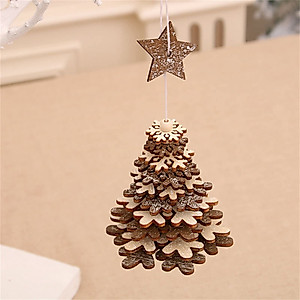 Shan-S Christmas Decor DIY Unfinished Wooden Snowflake Ornaments Snowflakes Tree Hanging Cutouts Wood Slices with Cord Craft Embellishments for Xmas Decorations Supplies, Grey