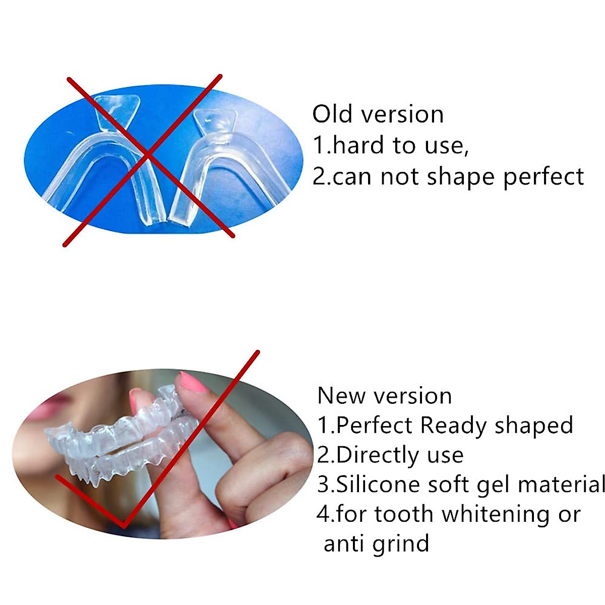 SowSmile Silicone Gel Soft Dental Oral Teeth Tooth Whitening Trays Anti Grinding Tooth Whitener Mouth Night Guard Bruxism Braces (Lower)