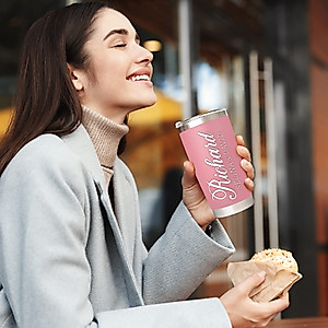 Yongqiang Personalized Tumbler with Engraved Name - 12 Designs, 20oz Tumbler w/Lid, Double Wall Insulated Travel Coffee Tumbler, Personalized Gifts for Women Men, Birthday Gifts from daughter, Son