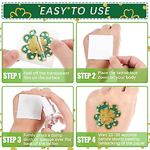 72 Pieces Glitter Shamrock Temporary Tattoos St. Patrick's Day Tattoos Lucky Clover Glitter Tattoo Stickers St. Patrick's Day Irish Sticker Parade Party Favors Decorations Accessories, 9 Styles