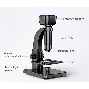 Digital Microscope, 0X-2000X Biological Microscope, WiFi ＆ USB Connection with Dual Lens, 11 LEDs, iOS ＆ Android Windows MacOS Compatible, for School Laboratory Home Education