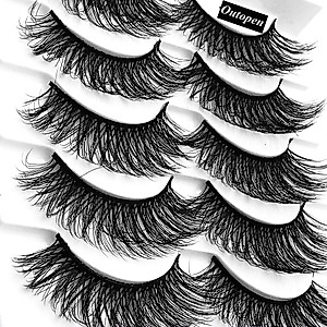 outopen 3D Mink Lashes Natural Wispy False Eyelashes 15mm Fluffy Long Eye Lashes Eye Makeup Tools 5 Pairs Pack(Q1 | 13-15MM)