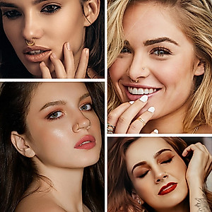 FINREZIO 48PCS 20G Surgical Steel Nose Rings Hoop Studs Cartilage Earrings Body Piercing Jewelry 1.5mm 2mm 2.5mm 3mm CZ 6mm-12mm Hoop 3 Colors (gold tone)