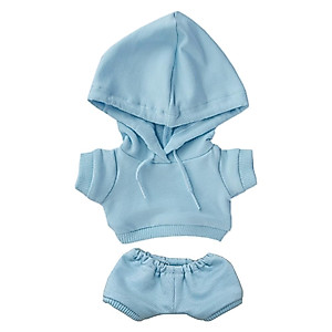 niannyyhouse 20cm Plush Doll Clothes Elastic Solid Sportswear Suits Hoodie Pants Soft Stuffed Plush Toy Dress Up Accessories (Light Blue, 20cm)