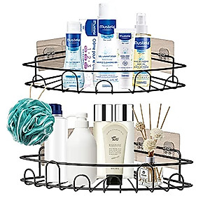 MRINDA 2 PACK Shower Organizer Caddy Hanging Dorm Organizers And Storage Shower Shelf Rack with 8 Traceless Adhesive Hooks