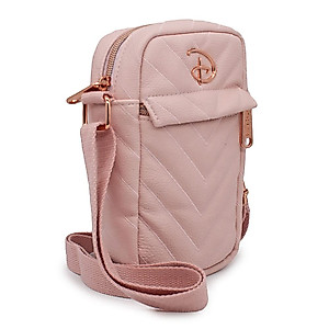 Disney Bag, Cross Body, Signature D Logo, Rose Gold, Chevron Zig Zag Stitch, Pink, Vegan Leather