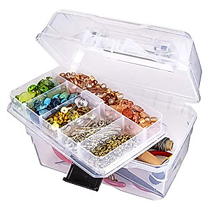 ArtBin 6890AG Small Project Box, Portable Art & Craft Organizer with Lift-Out Tray, [1] Plastic Storage Case, Clear