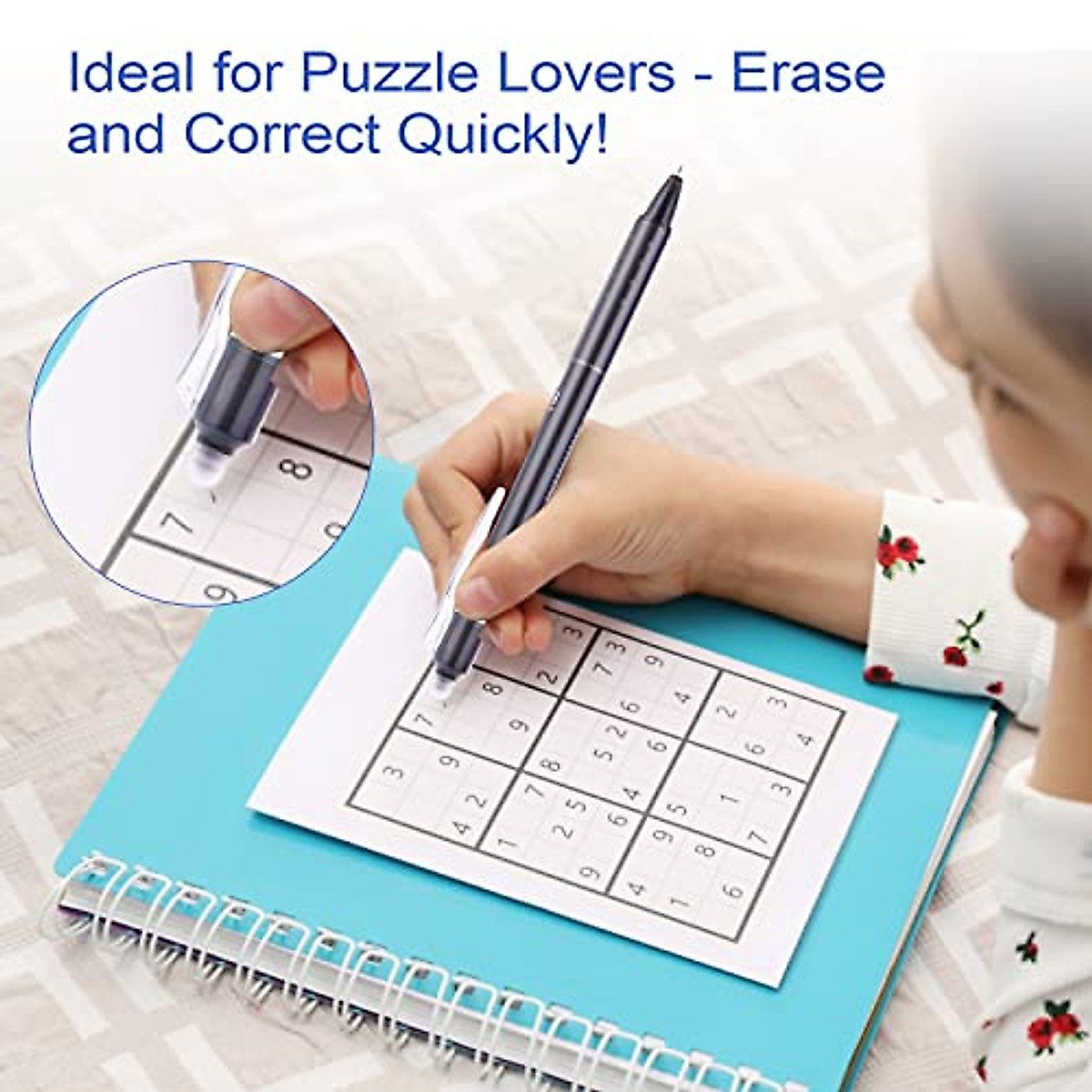 cobee® Erasable Gel Pens, 12 Pieces 0.5mm Retractable Eraser Rollerball Pen Black Ink Erasable Pen Mistakes Disappear Fine Point Pen Writing Planner Drawing School Supplies(Black)