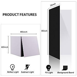 Foldable Light Reflector 2- in-1 Background Cardboard, 78 X78'' Double Black/White Photography Reflector Multi-Use Diffuser Board Includes Carrying Bag, BIEYANG