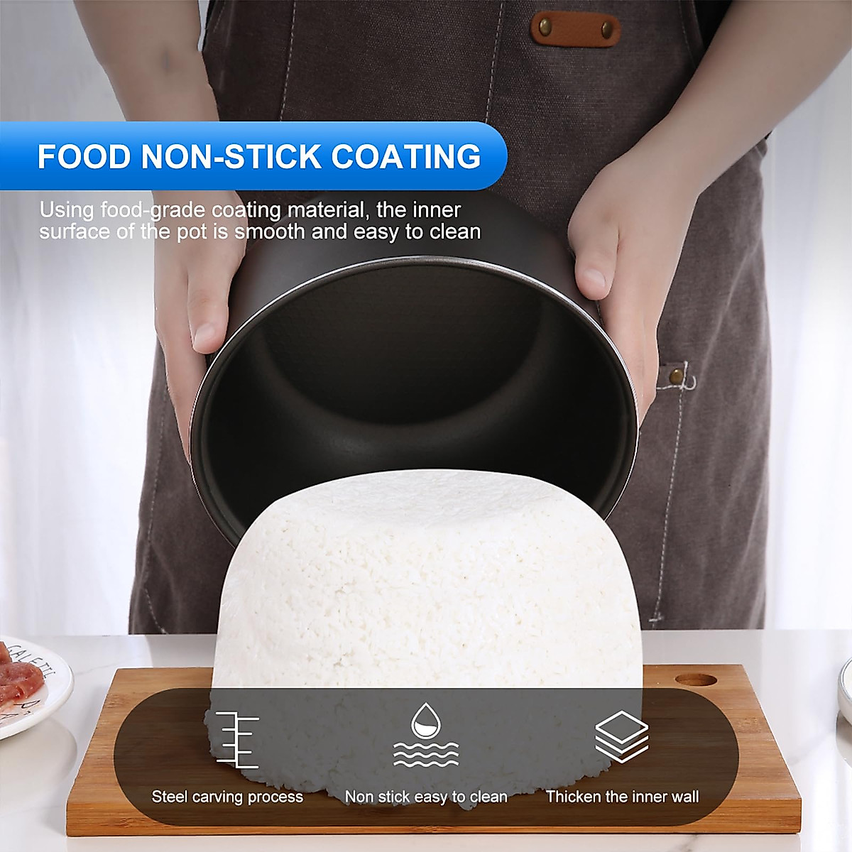 DAZITN Commercial Rice Cooker 60 CUPS (Cooked Rice)& Food Warmer | 13L/13.8Qt Extra Large Multifunctional Rice Cooker | 1350W Fast Cooking with Time Display & Preset|Restaurant Company Canteen Use