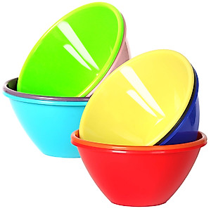 Youngever 22 ounce Plastic Bowls, Cereal Bowls, Soup Bowls, Set of 9 in 9 Assorted Colors
