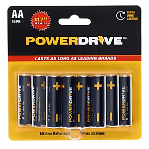 PowerDrive LDR618PK Alkaline AA Batteries - 18-Pack