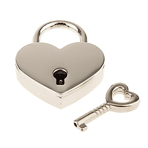 2 Pieces Small Metal Heart Shaped Padlock Mini Lock with Key for Jewelry Box Storage Box Diary Book,Silver