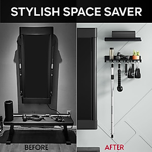 Crostice 2-Tier Floating Shelf Compatible with Tonal Accessories, Shelf for Home Gym Storage, Gym Rack Wall Mount Organizer, Workout Metal Shelf Holder, T-Bracket Lock Adapter Hanger, Shelf with Hooks