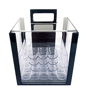 Yuanhe Deluxe Acrylic Poker Chip Case Poker Chip Carrier(1000 Chips Capacity)-With 10 Chip Racks/Chip Trays